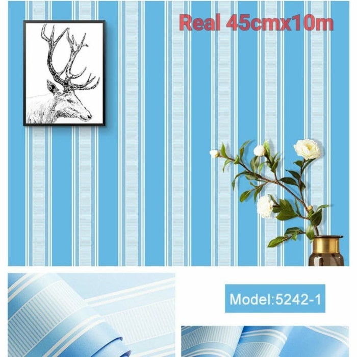 Jual Home Wallpaper Sticker Dinding Salur Biru - 45Cm X 10 M | Shopee Indonesia