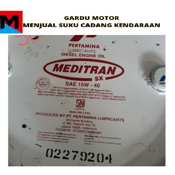 Jual Oli Mesin Diesel Pertamina Drum Meditran Sx Sae 15W-40 Ch-4 Isi 40 Lit Terlengkap | Shopee ...