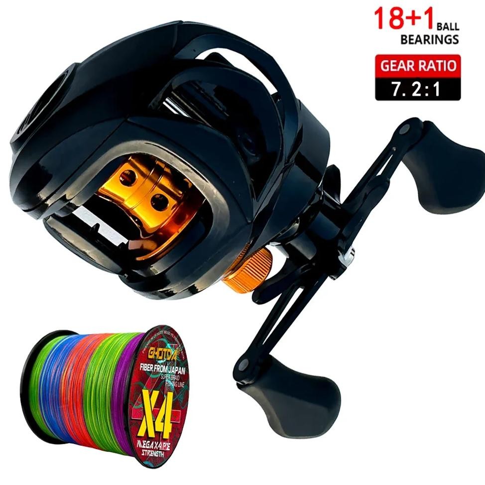 Jual High-Speed 7.2:1Gear Ratio Fishing Reel Saltwater Max Drag 8Kg Baitcasting Reel Pesca ...