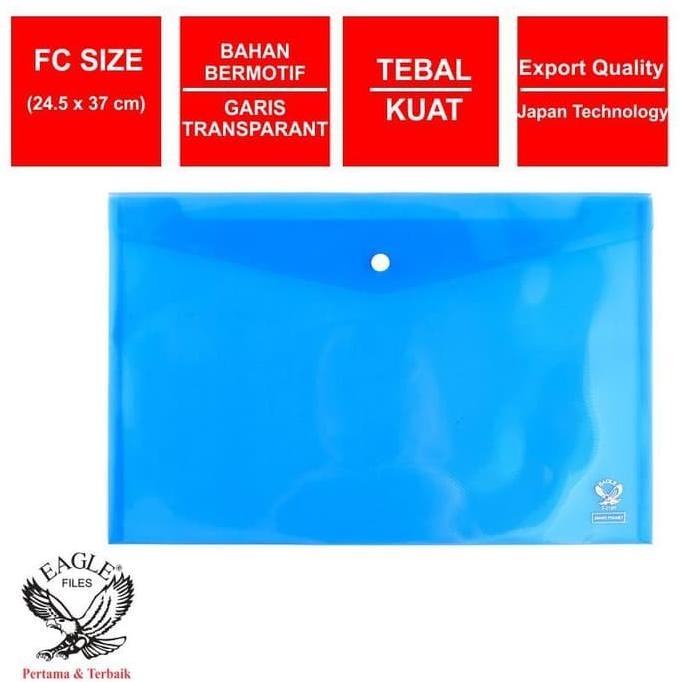 Jual [ LUSIN ] MAP PLASTIK KANCING SATU TIPIS FOLIO - EAGLE FILES E ...