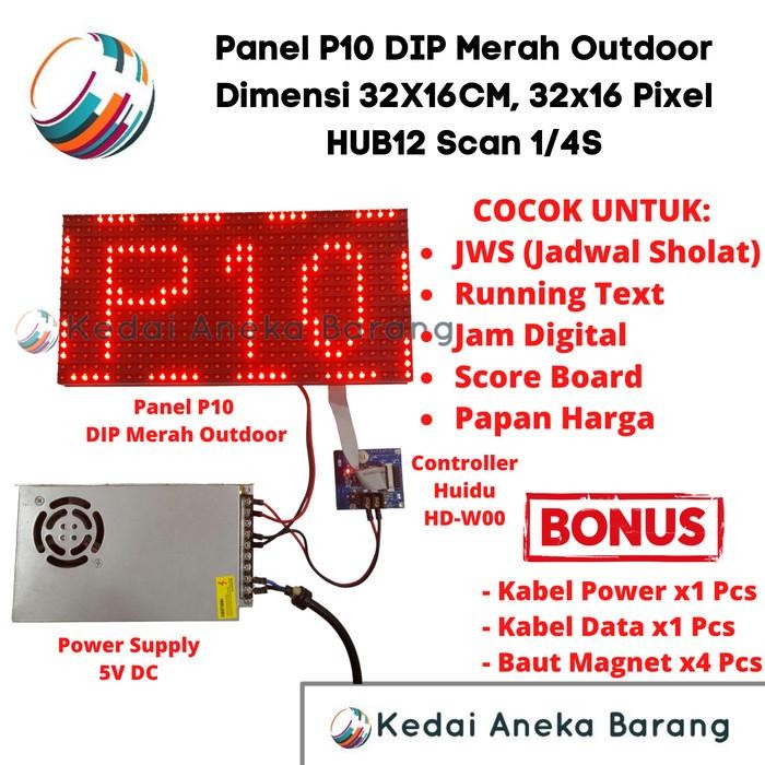 Jual Panel Module Modul LED P10 Running Text DIP Merah Red Outdoor ...
