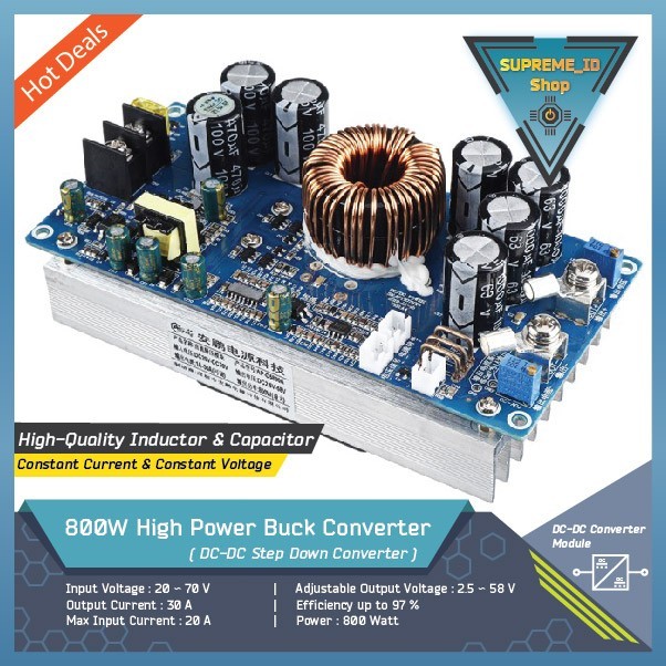 Jual High Power DC-DC Step Down Buck Converter + Active Cooling 800W 30A | Shopee Indonesia