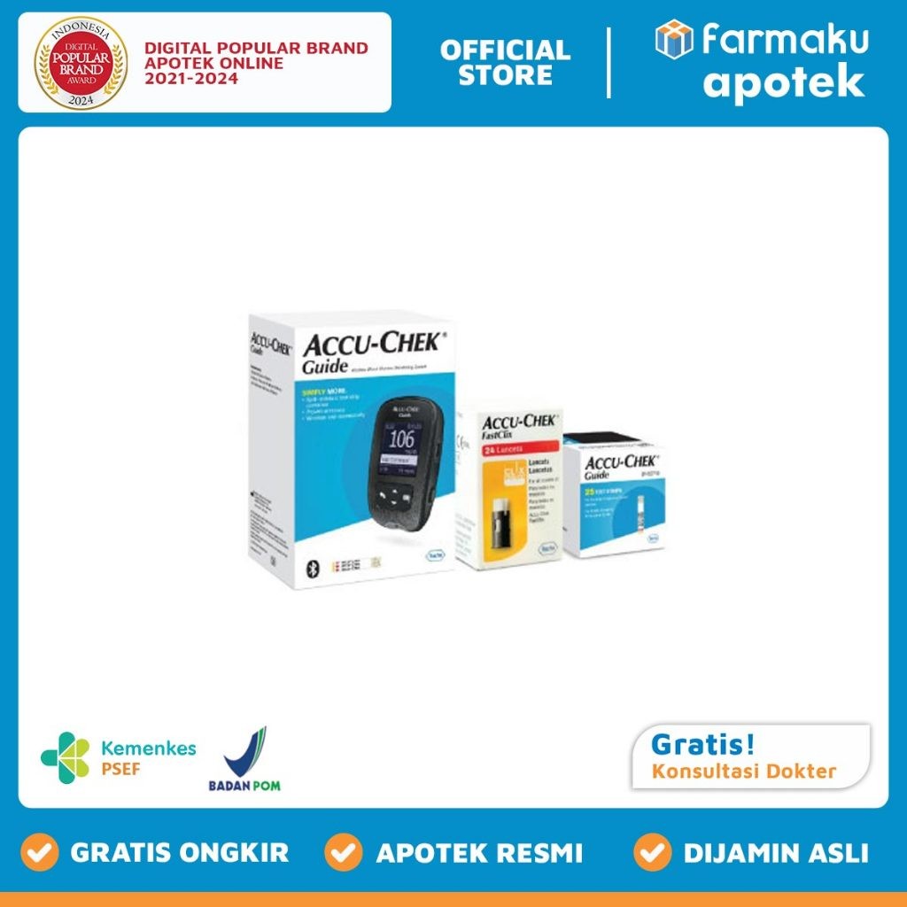 Jual Accu-Chek Guide Pack (Meter + Strip 25S + Pen + Lancet 24S) 1 Box ...