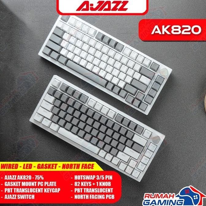 Jual Mechanical Keyboard - Ajazz Ak820 - 75% - Wired - Gasket - Hotwsap Led | Shopee Indonesia