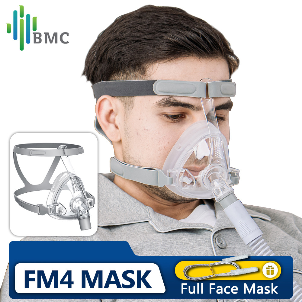 Jual BARU BMC FM4 CPAP Mask Full Face Mask With Headgear For APAP Bipap ...