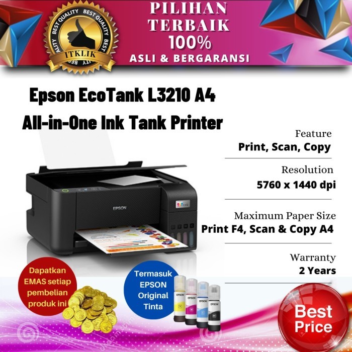 Jual NEW Epson Printer Ecotank L3210 All in One - Print, Scan, Copy | Shopee Indonesia