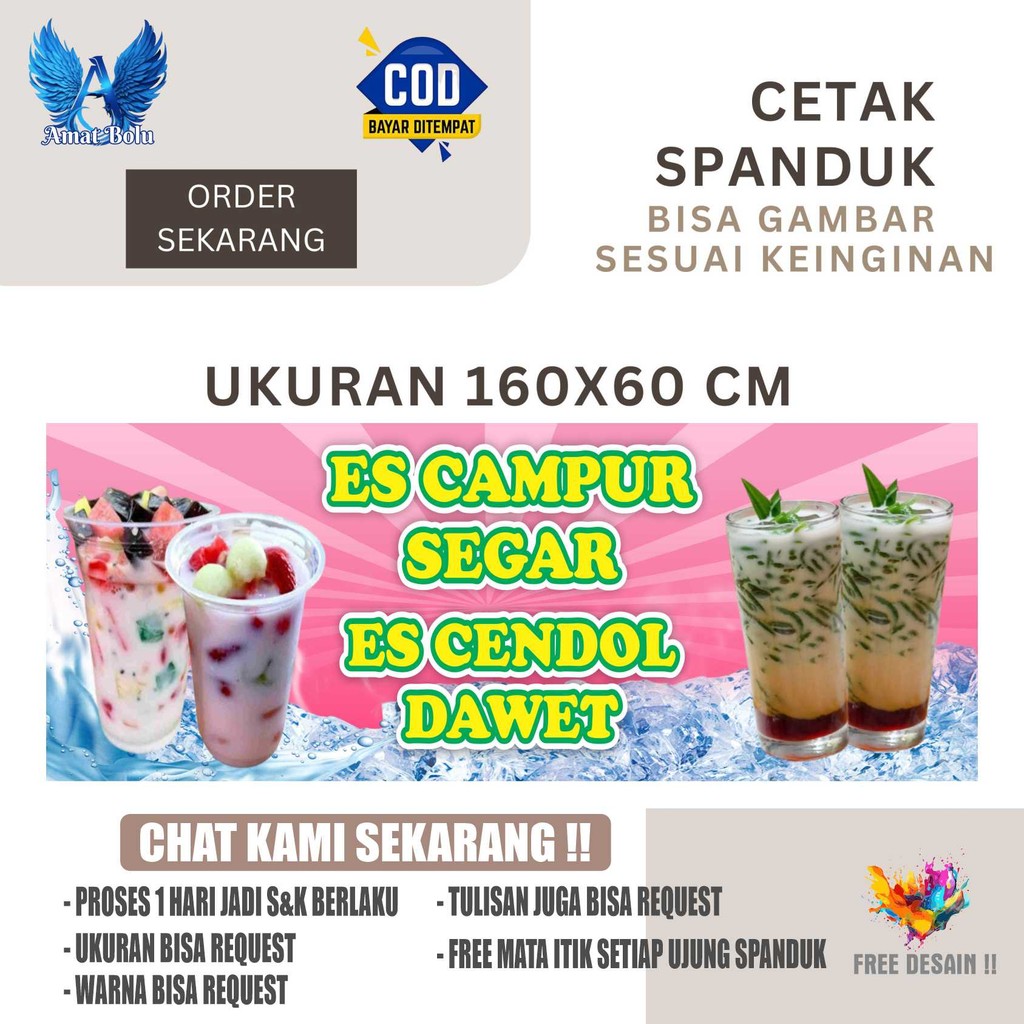 Jual Cetak Spanduk Banner ES CAMPUR & CENDOL DAWET Costom Desain ...
