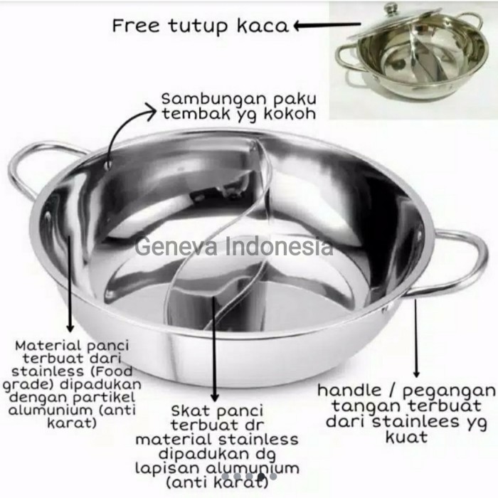 Jual Panci Steamboat Shabu Shabu Shuki 2 Sekat Stainless 28cm | Shopee ...