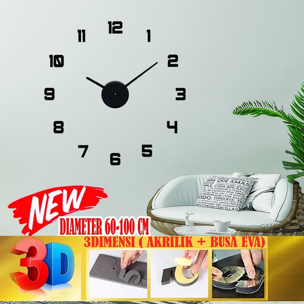 Jual Tw39 Jam Dinding Besar Diy Diameter 60-100 Cm Akrilik Tebal Jarum ...