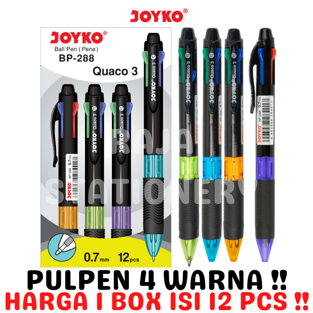 Jual JOYKO BALL PEN 4 COLOURS BOLPEN PULPEN 4 WARNA JOYKO BP-288 [12PCS ...