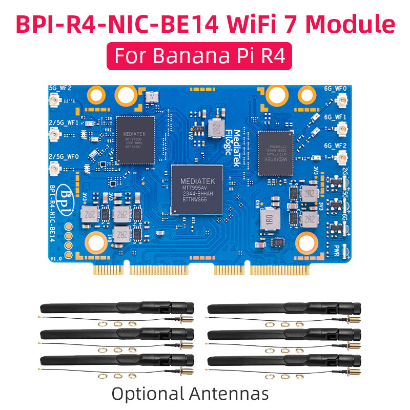 Jual JETS BPI-R4 BPI-R4-NIC-BE14 WiFi 7 Module with MediaTek MT7995AV ...