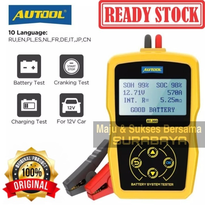 Jual AUTOOL BT360 BT-360 12V Car Battery Tester Analyzer Baterai Aki ...
