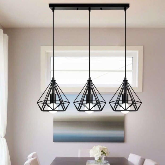Jual Promo Lampu Gantung 3In1 Diamond Hitam Modern Kop Panjang 1Set | Shopee Indonesia