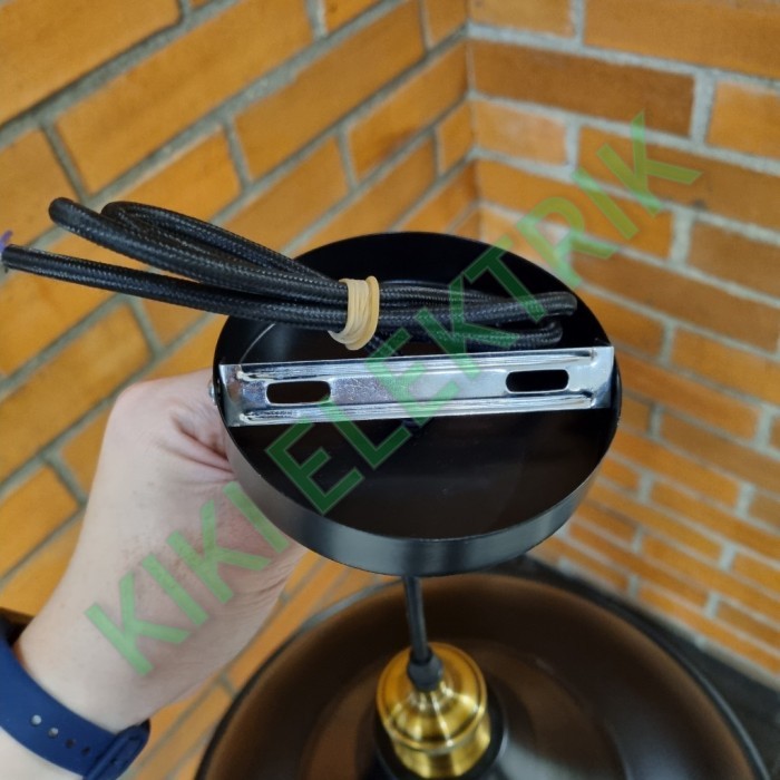 Jual Mantab Kap Lampu Gantung Hitam Diameter 37 Cm ( Aluminium ) + Fitting Besi | Shopee Indonesia