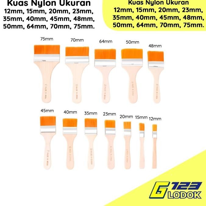 Jual Kuas Kayu Flat Bahan Bulu Nylon Nilon Brush Halus Lukis Kuas Cat ...