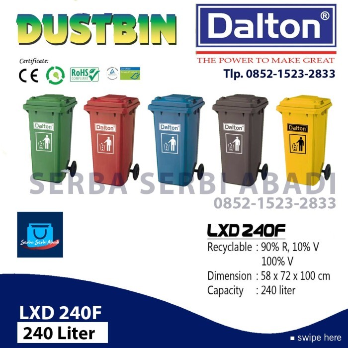 Jual TEMPAT SAMPAH BESAR HDPE 240 LITER RODA DALTON KODE 1343 | Shopee Indonesia
