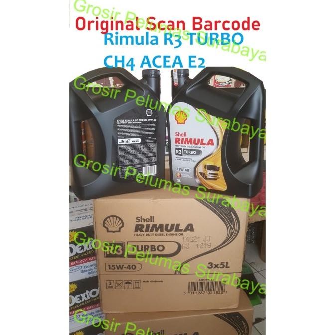 Jual Oli Mesin Diesel Original Scan Barcode Shell Rimula R3 Turbo 15W ...
