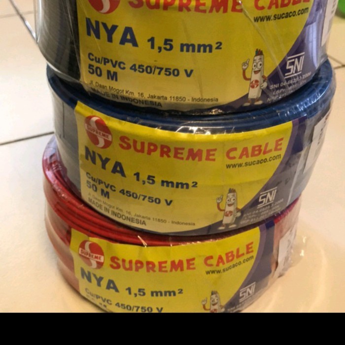 Jual KABEL TUNGGAL NYA 1.5MM NYA 1x1.5 MM SUPREME 50 METER 50 METER | Shopee Indonesia