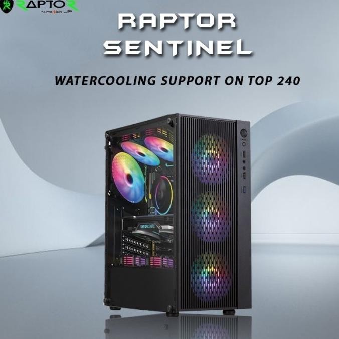 Jual Casing PC Power Up Raptor Sentinel Mid Tower ATX With 3Fan RGB ...