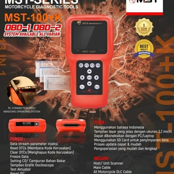 Jual Scanner Motor Zeus MST-100P Alat Service Motor Injeksi Diagnostic ...