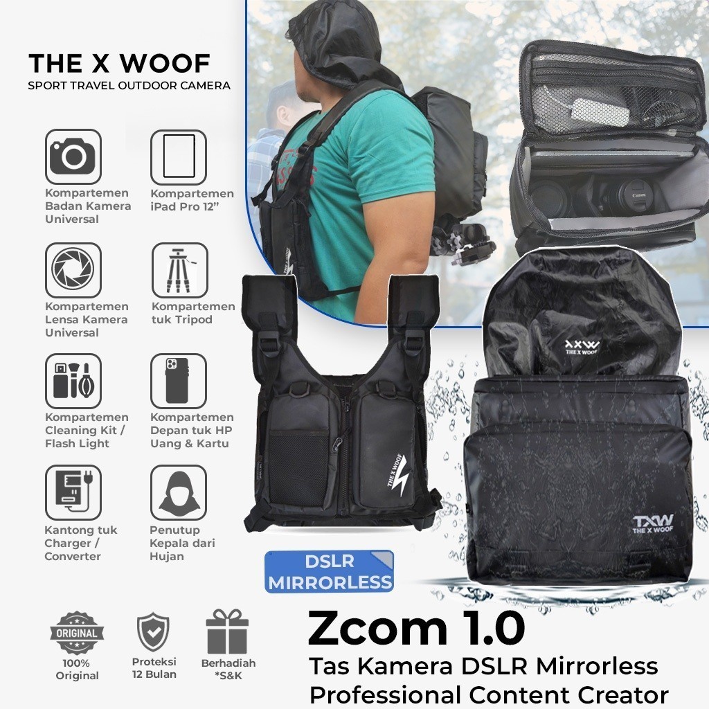 Jual The X Woof Zcom1 Tas Ransel Kamera Pro Tas Content Creator Anti ...