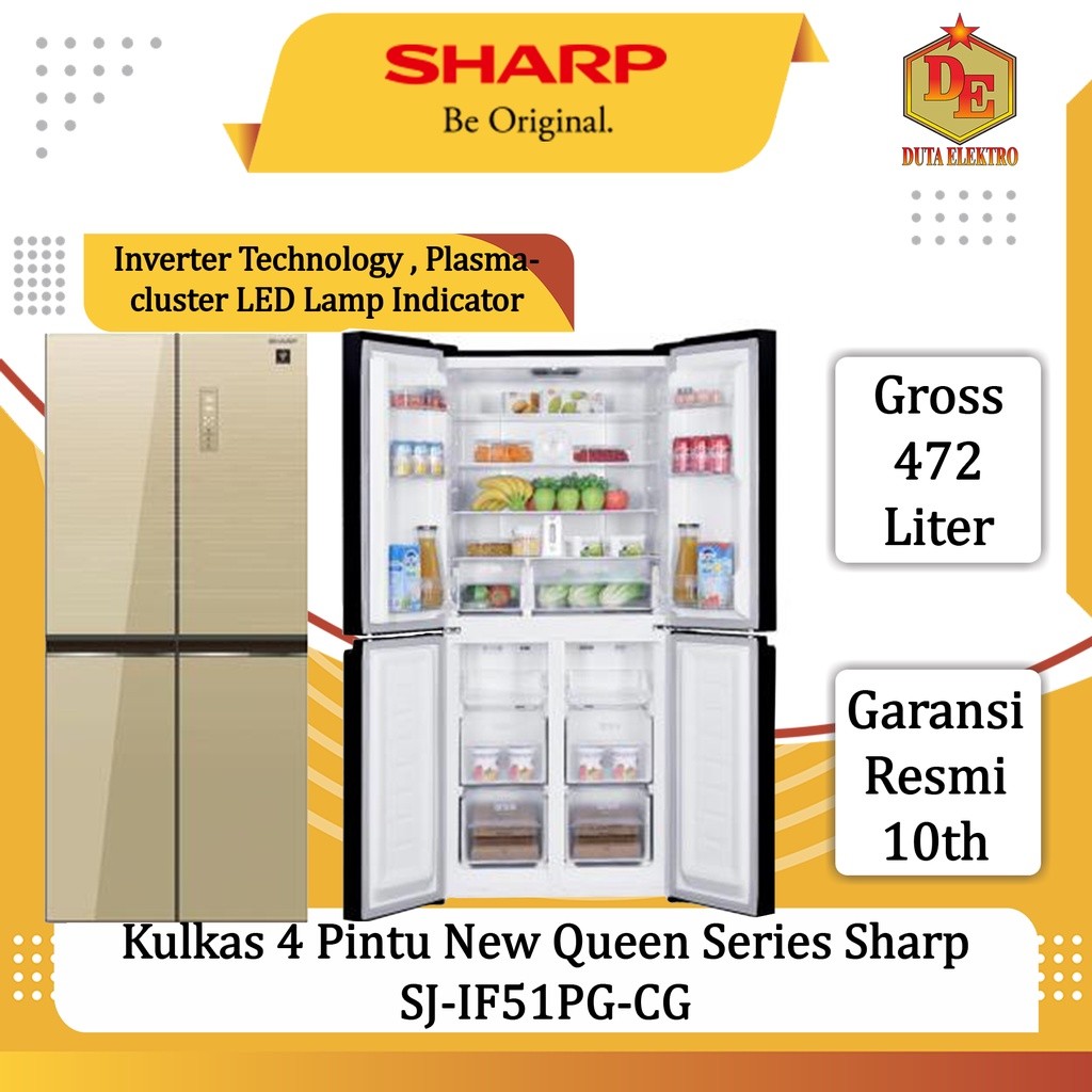 Jual Kulkas 4 Pintu Sharp SJIF 51 PGCG New Queen Series | Shopee Indonesia