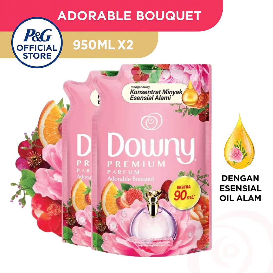 Jual Downy Pelembut dan Pewangi Pakaian Konsentrat Premium Parfum Adorable Bouquet 950ml x 2 pcs ...