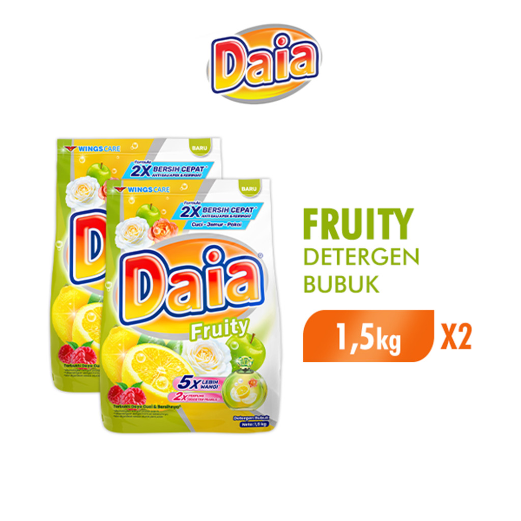 Jual Daia Detergen Bubuk Fruity 1,5 kg x2 | Shopee Indonesia