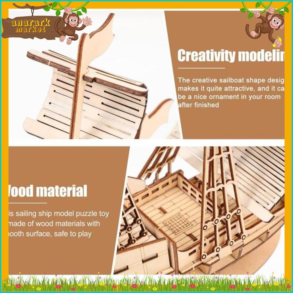 Jual Puzzle 3D Kayu Perahu Layar Diy Ship Model Kit Model Kapal Pirate ...