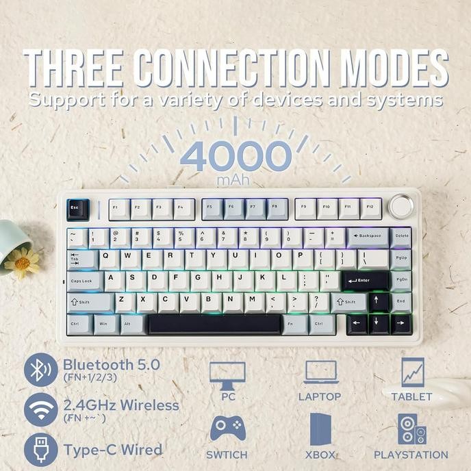 Jual Aula F75 Pbt Wireless Gasket Hotswap 75% Mechanical Keyboard With Knob | Shopee Indonesia
