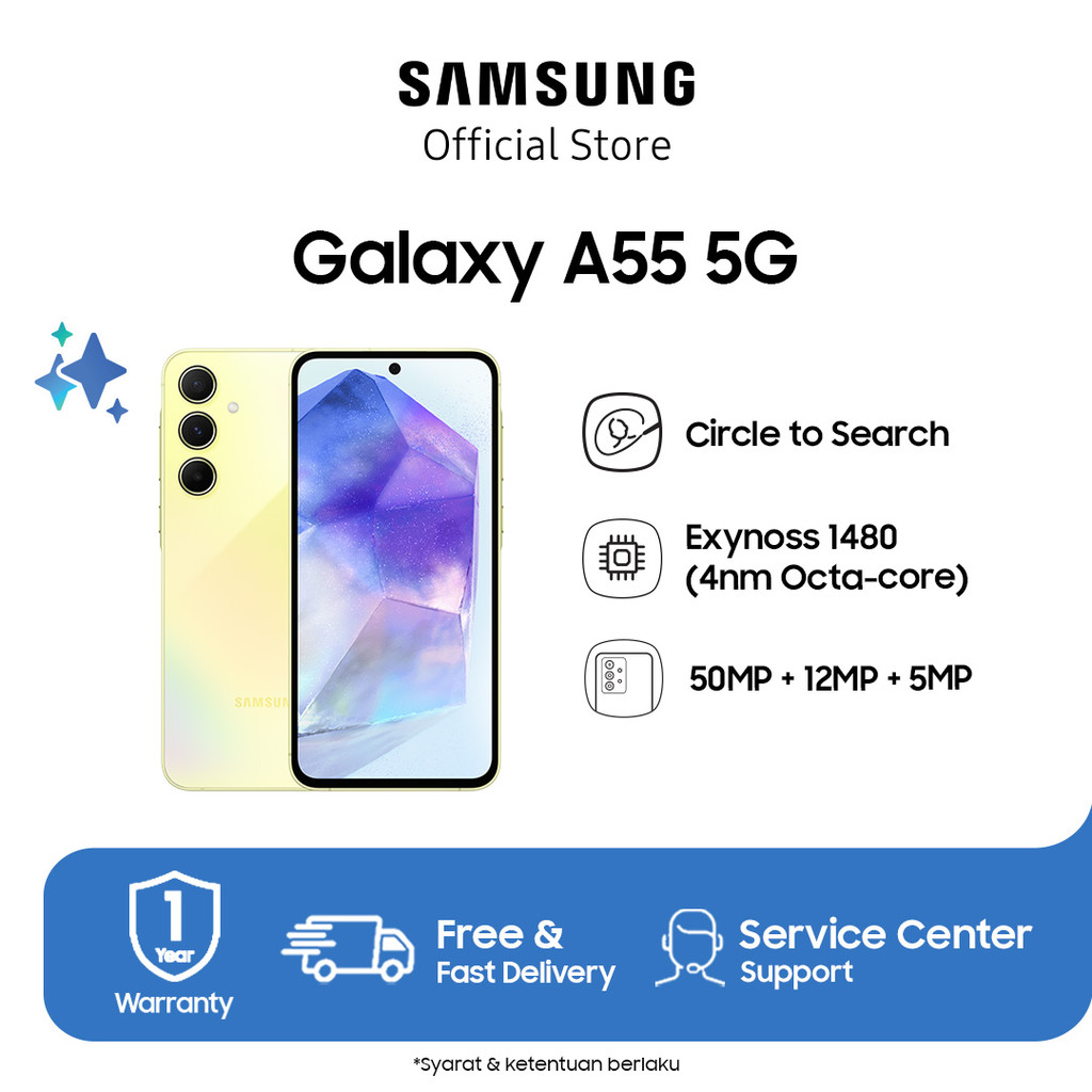 Jual Samsung Galaxy A55 5G 12GB/256GB - Awesome Lemon | Shopee Indonesia