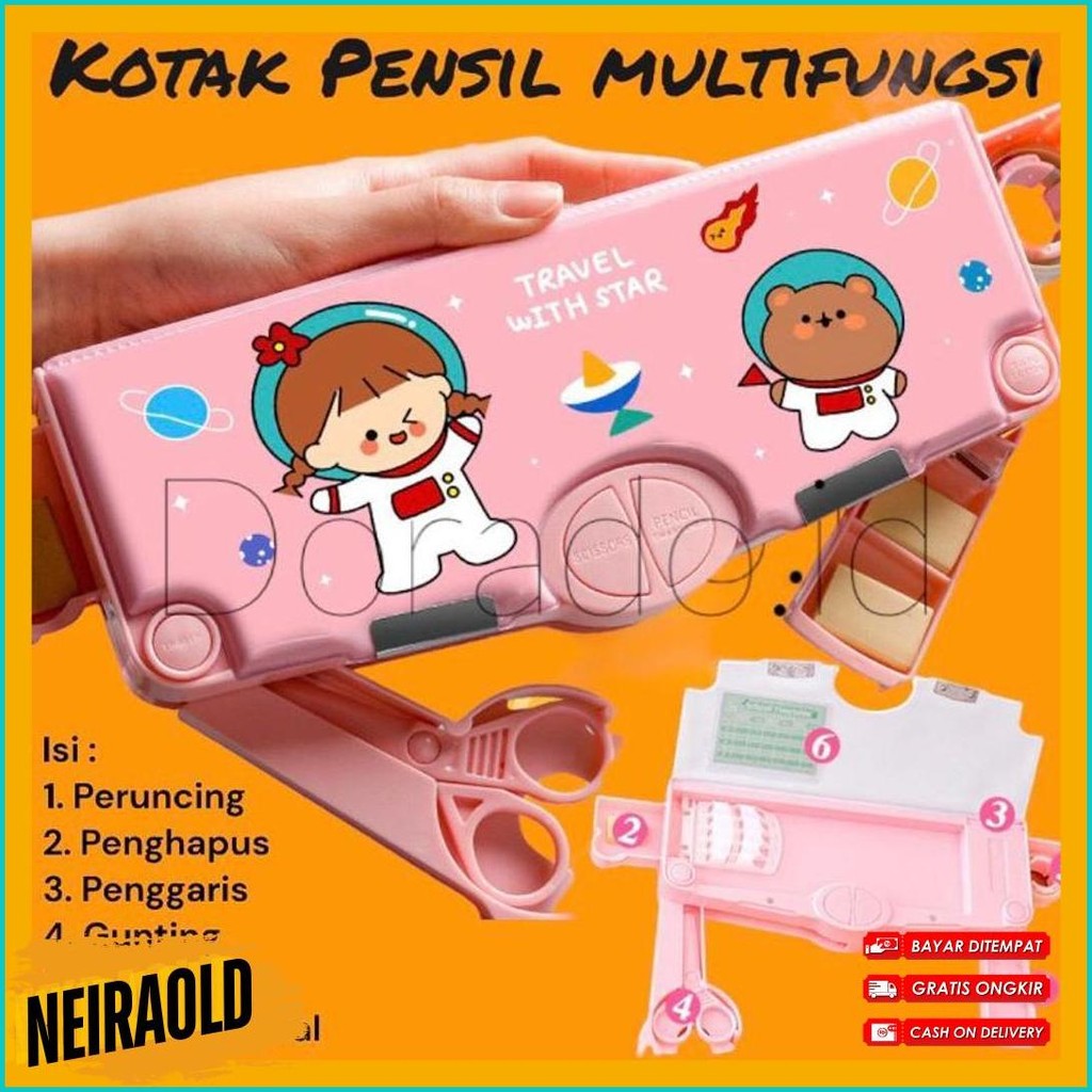 Jual Kotak Pensil Multifungsi Lengkap Peruncing Gunting Isolasi ...