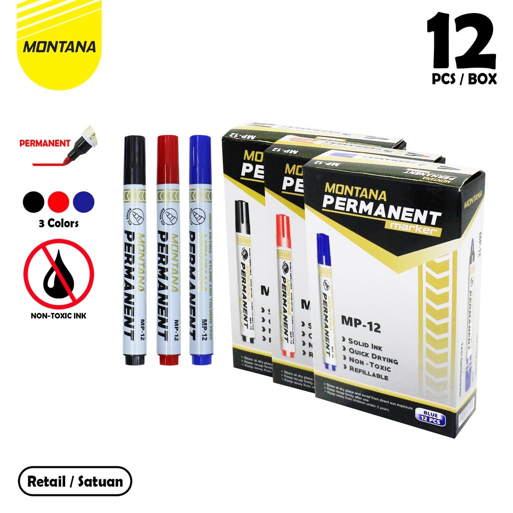Jual MONTANA Spidol Permanen Round Tip Permanent Marker MP-12 Retail | Shopee Indonesia