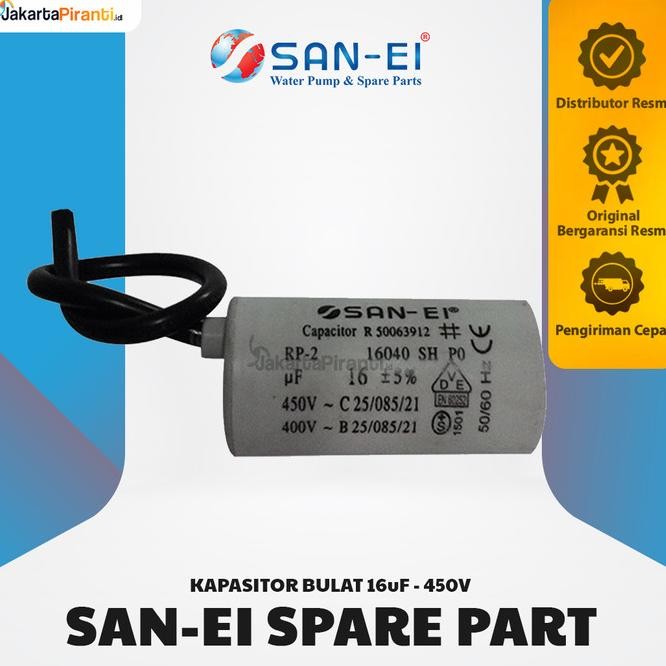 Jual Kapasitor Pompa Air San-Ei 16Uf 450Vac Capasicor Bulet Condensator ...