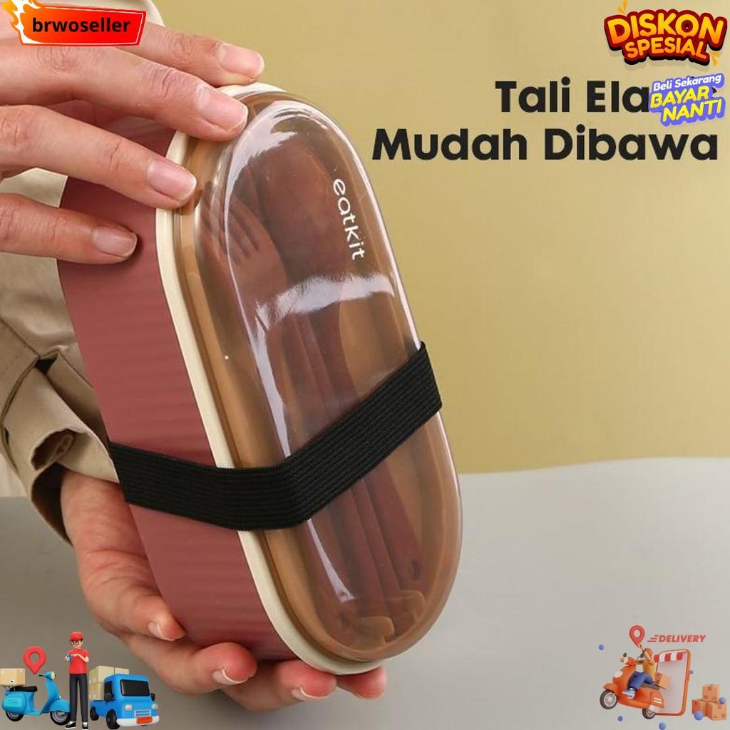Jual Eatkit Kotak Makan Siang Transparan 1250Ml Desain Dua Lapis Lunch ...
