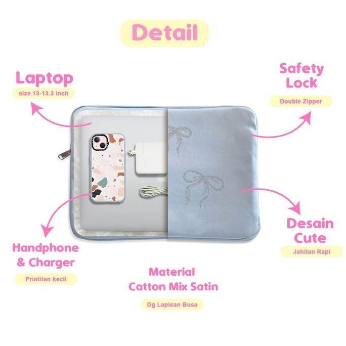 Jual Tas Tempat Laptop Tablet Motif Pita Aesthetic Tebal 7 8 9 10 11 12 ...