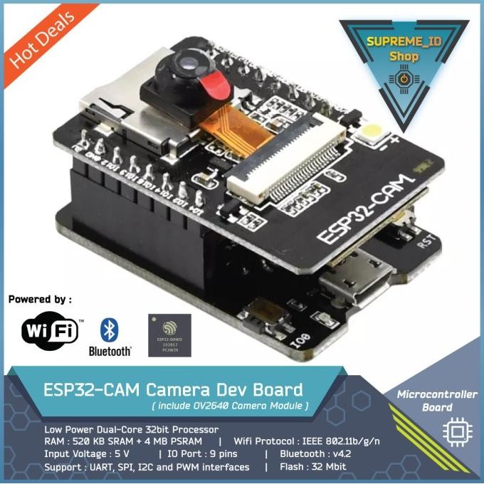 Jual ESP32-CAM + OV2640 Camera + ESP-32 Dev Board Wifi Bluetooth CH340 TTL | Shopee Indonesia