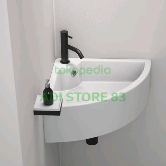 Jual Wastafel Cuci Tangan Sudut Keramik Modern/Wastafel Gantung Komplit ...