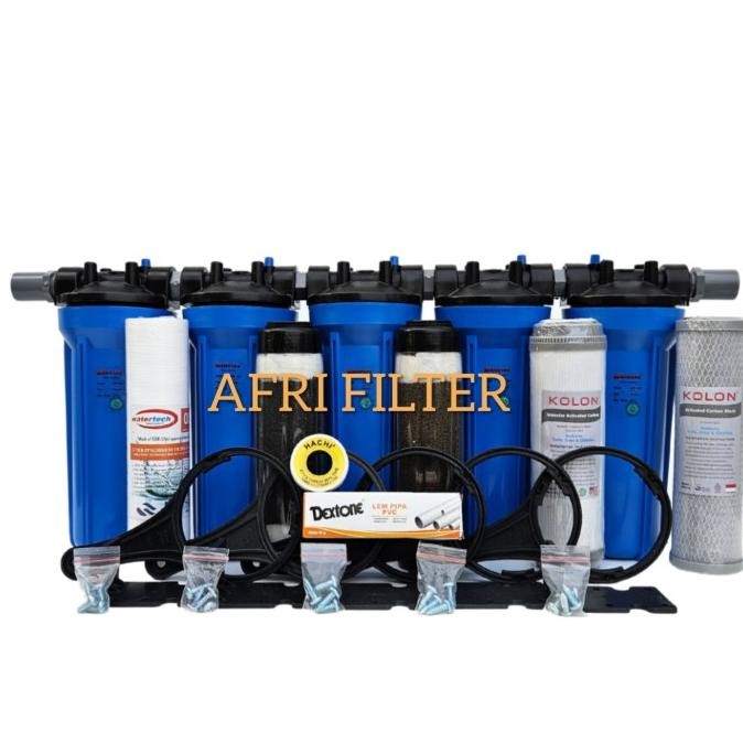 Jual Paket Filter Air 5 Tahap Sumur Bor/Air Pam (Blue 10" Drat 3/4 ...