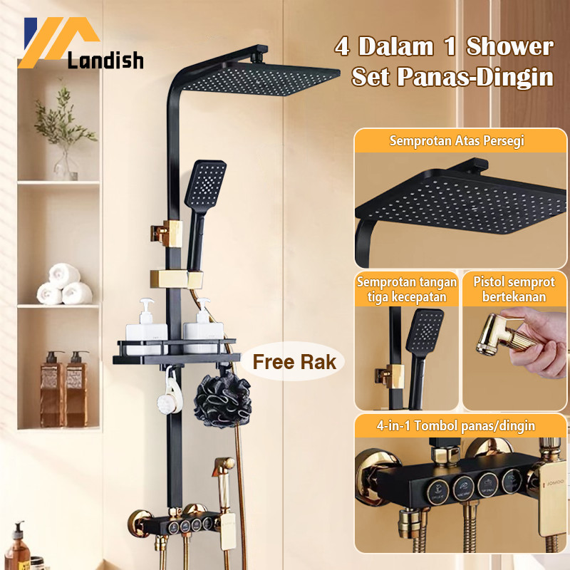 Jual Shower Kamar Mandi Full Set Tembaga 4 Dalam 1 Shower Set Panas-Dingin Dengan Faucet /Emas ...