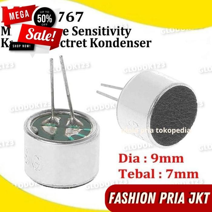 Jual MIC 9767 9X7MM 2 PINS CAPACITIVE CAPSULE ELECTRET MICROPHONE ...