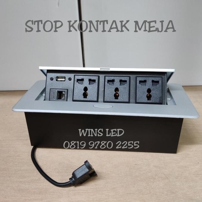 Jual Stop Kontak Meja Rapat Meeting Data Usb Lan Table Top Socket Cat6 ...
