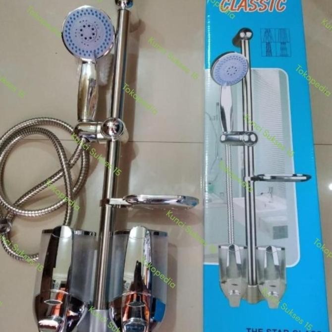 Jual Hand Shower Tiang Classic Set + Dispenser Tempat Sabun Kamar Mandi ...