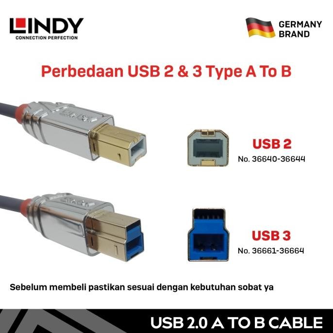 Jual Kabel Printer Audio Interface Soundcard LINDY Type B to A USB 2.0 ...