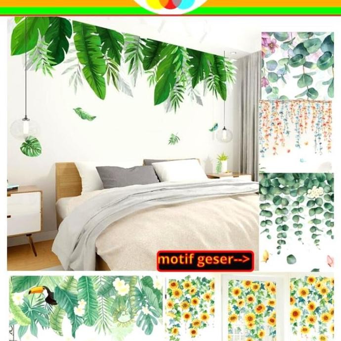 Jual TERBARU WALLSTICKER WALLSTIKER WALL STIKER STICKER DINDING TEMBOK DAUN BUNGA HIJAU LIST ...
