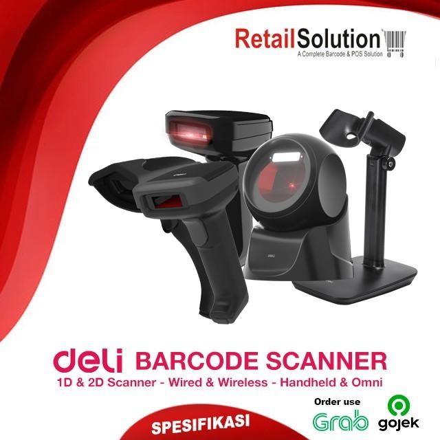 Jual Deli Barcode Scanner 1D 2D Usb Wireless Omni Handheld Qr Code ...