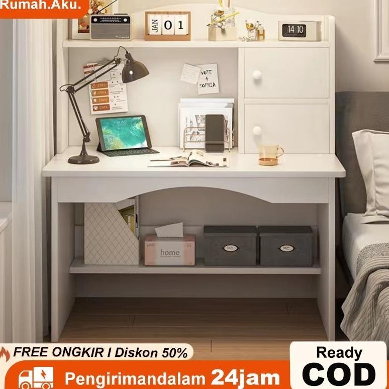 Jual RA 120CM Meja belajar Computer Study Table With Drawer Bookshelf Study Deck Home Office ...