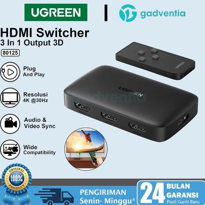 Jual Produk Baru!! UGREEN HDMI Switcher 3 in 1 Out 4K/3D with Remote 80125 Untuk Nintendo Switch ...