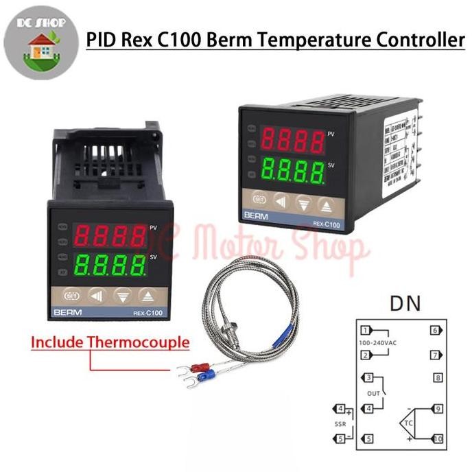 Jual PID Rex C100 Temperature Thermostat Thermocouple Controller Output SSR - C100+Thermo ...