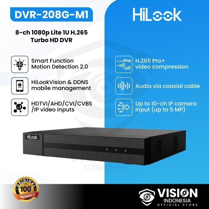 Jual DVR HILOOK 8CH / 8 CHANNEL 1080P Support AUDIO / DVR-208G-F1(S ...